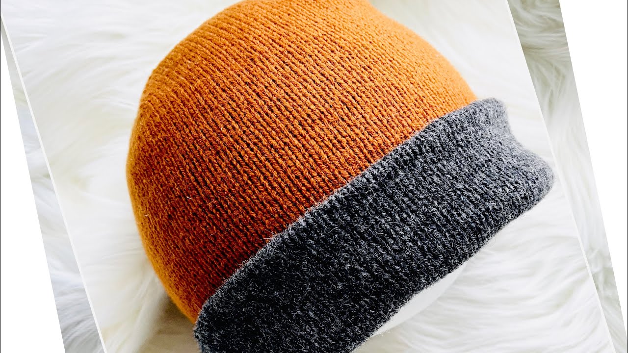Reversible lined knit hat for adult men and women basic knitting pattern perfect for everyone