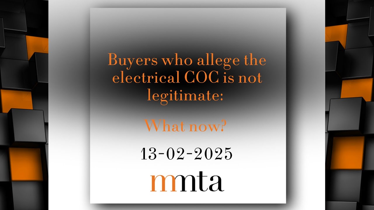 Buyers who allege the electrical COC is not legitimate: What now ...