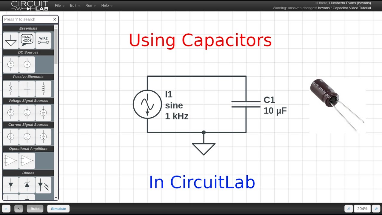 Using a Capacitor in CircuitLab [Circuit Simulator]