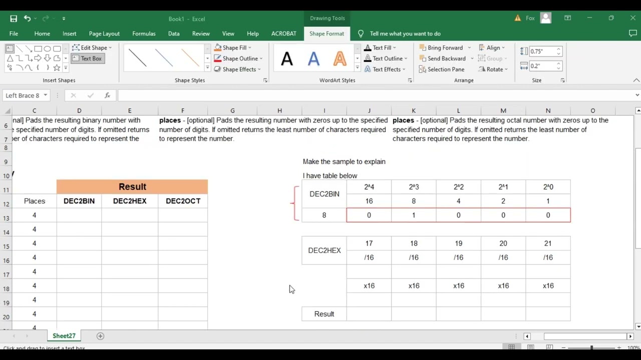 DEC2BIN - DEC2HEX - DEC2OCT ENGINEERING FUNCTION IN EXCEL 06.1