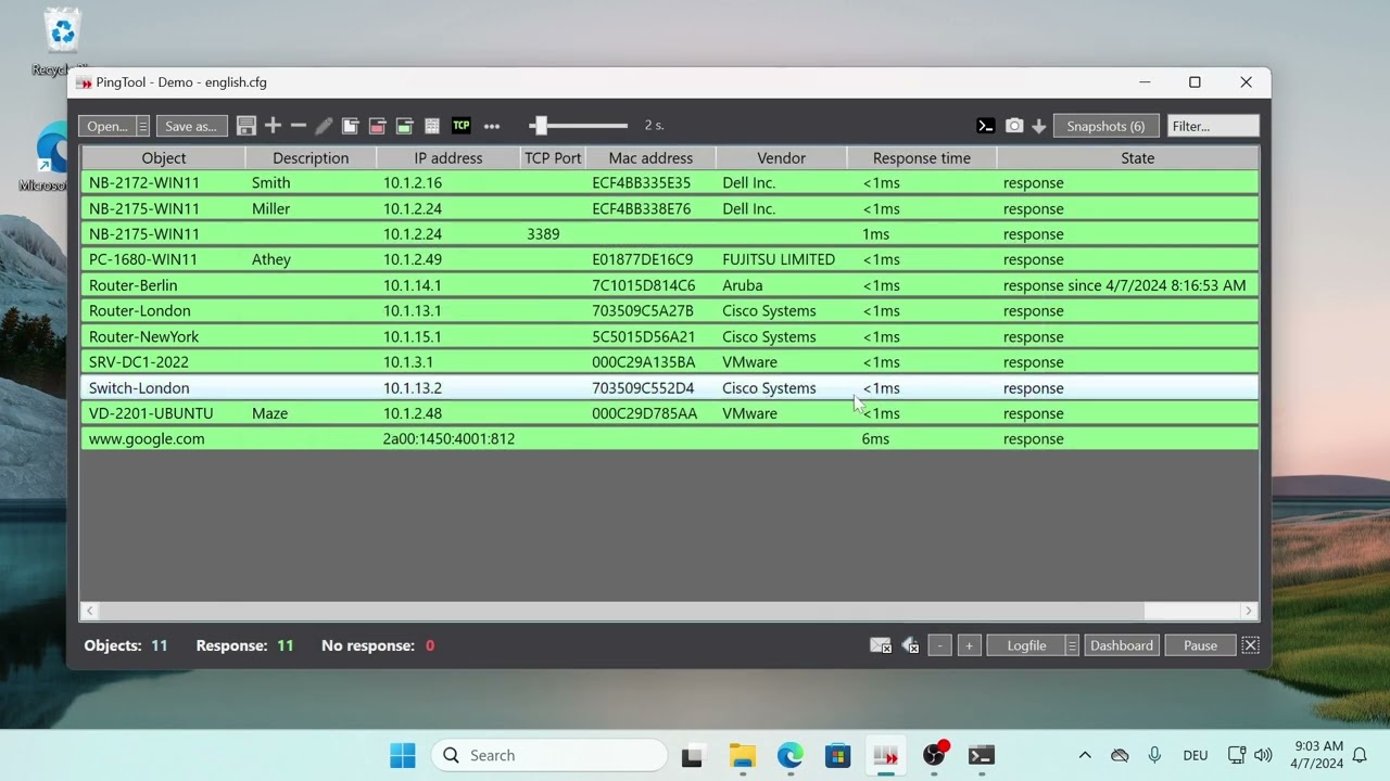 PingTool 4.1 - Commands
