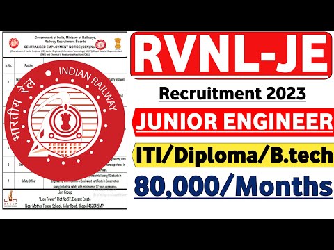 RRB -JE Recruitment 2023 | Salary: 80,000 | ITI/Diploma/B.tech | Job Vacancy 2023 | RVNL JE 2023