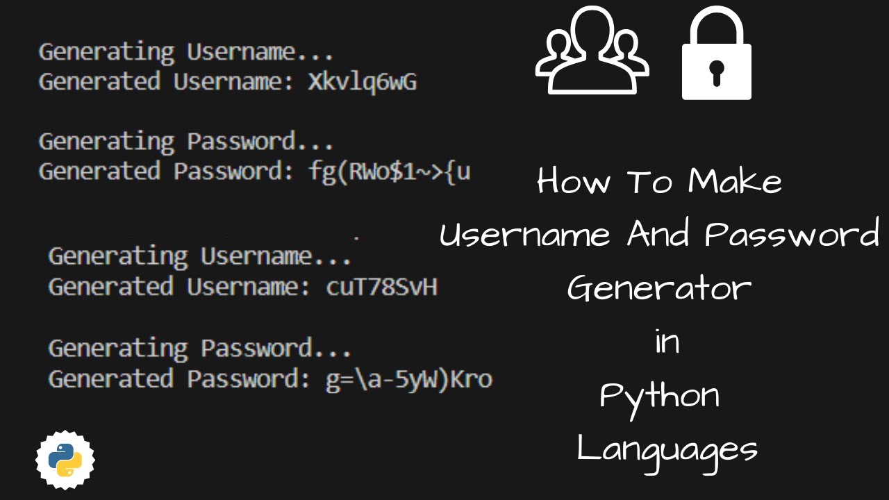 Username and Password generator in python language || python language project