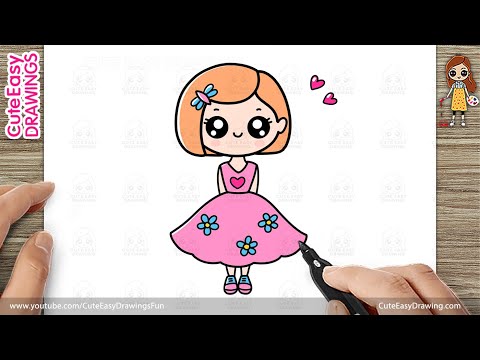 How to Draw a Cute Girl Barbie - Step by Step Easy for Kids and Beginner