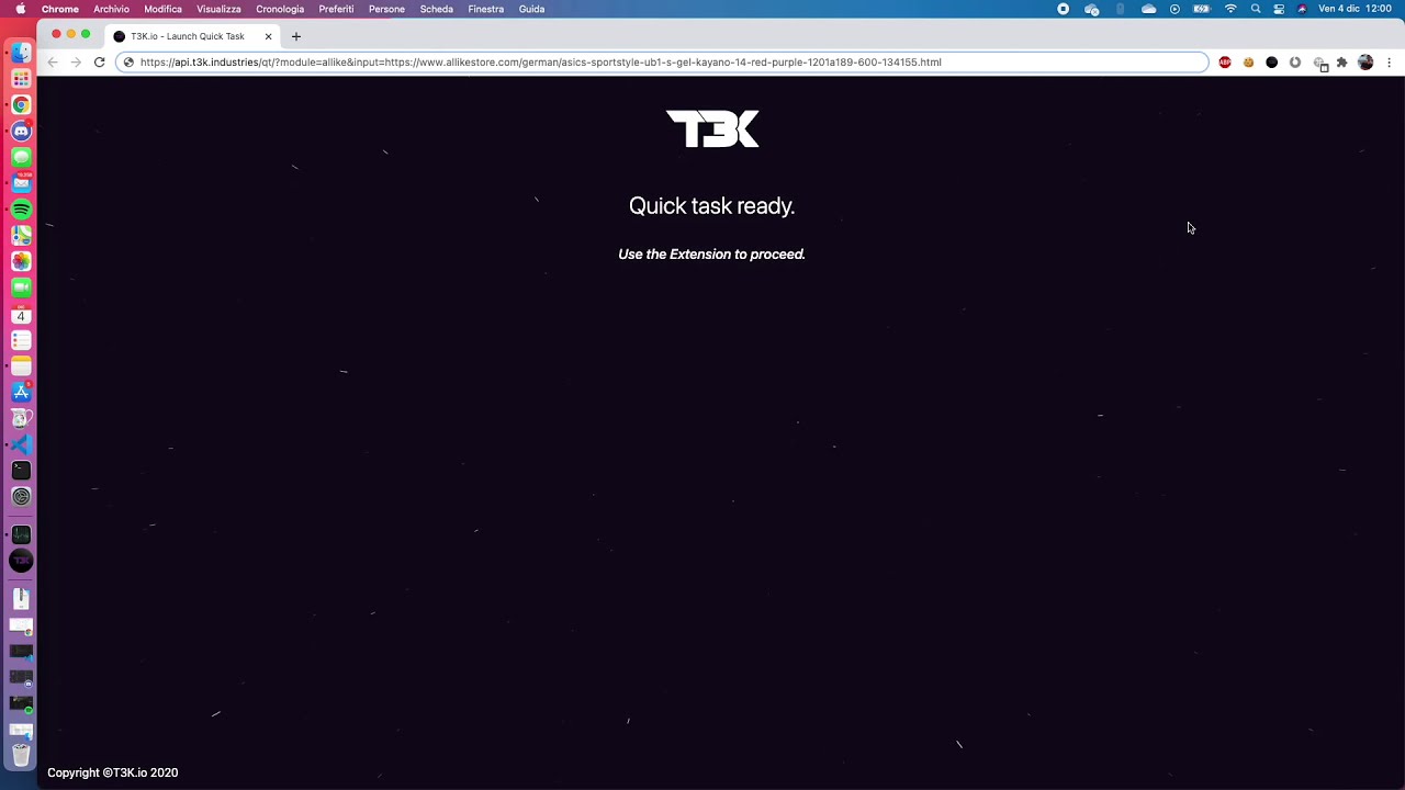 Quick Task launch example
