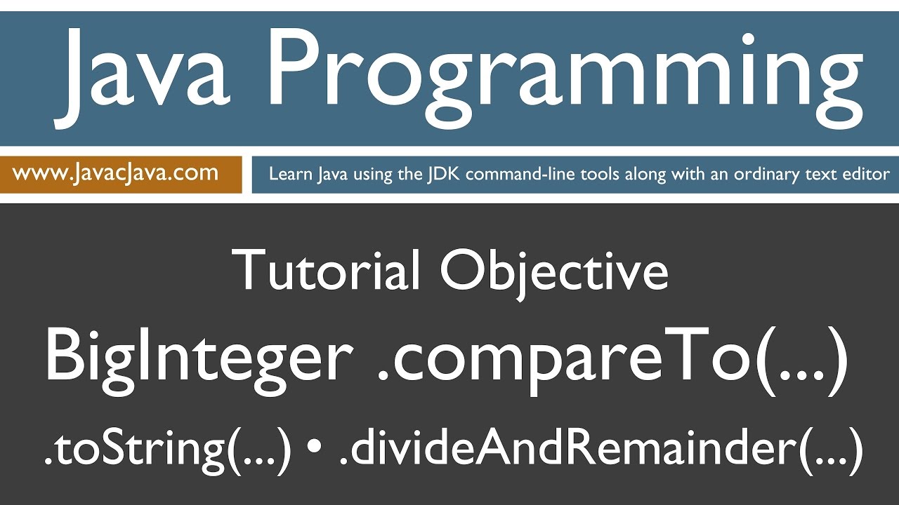 Learn Java Programming - BigInteger .compareTo(...) Tutorial