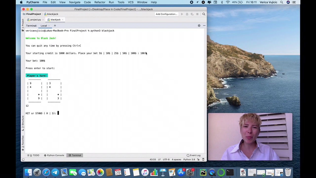 Console BlackJack in python3
