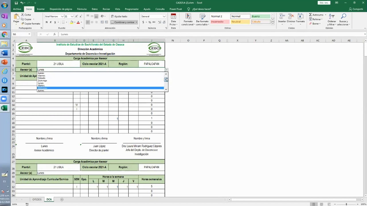 Tutorial para el proceso de distribución de Cargas Académicas 2021-A