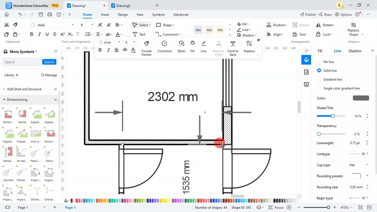 EDRAW MAX FLOOR PLAN TUTORIAL- DIMENSIONING