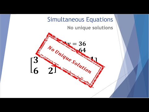 Matrices & simultaneous equations with no unique solutions.