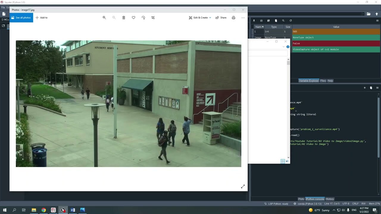 Python#2 How to get an image or frame from a video using OpenCV in Python