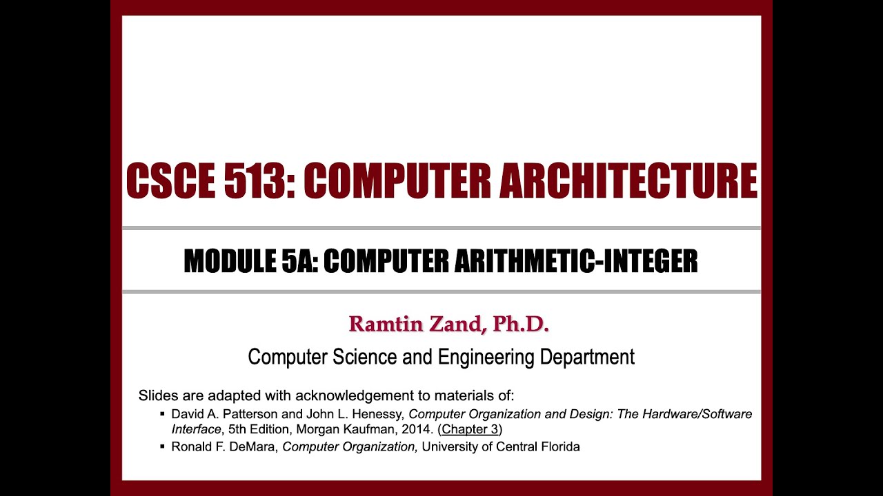 Lecture 7 - Computer arithmetic-integer