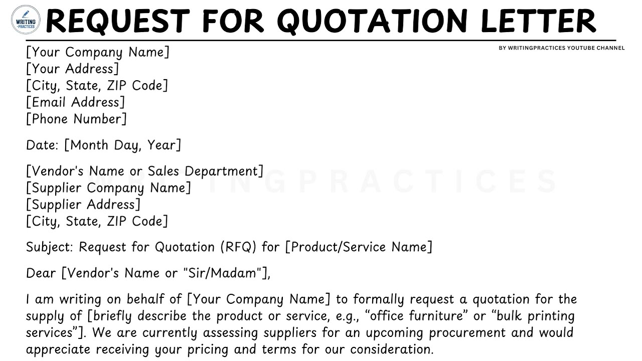 How To Write A Request for Quotation RFQ Letter Step by Step Guide | Writing Practices
