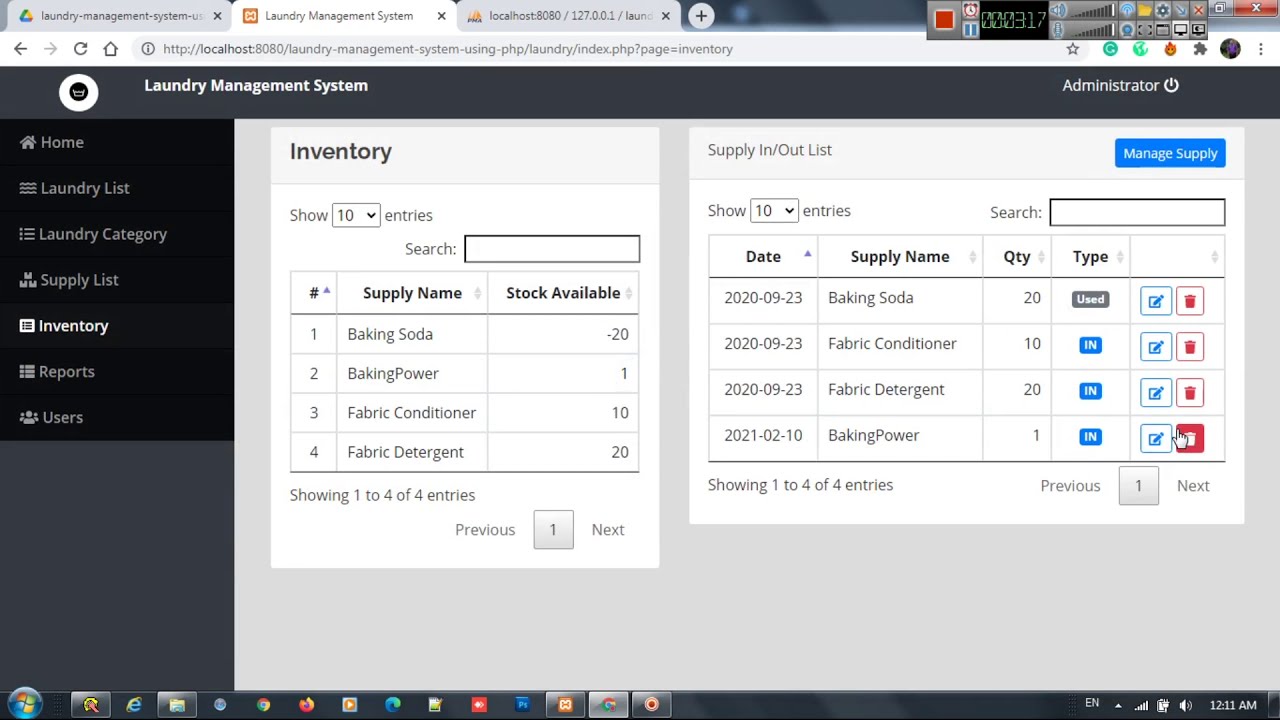Laundry Management System Project With Source Code in PHP/SQL