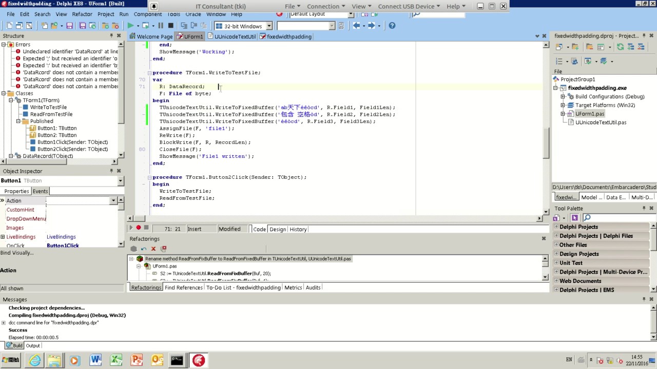 Encoding a string to a fixed width byte array in UTF-8 encoding in Delphi