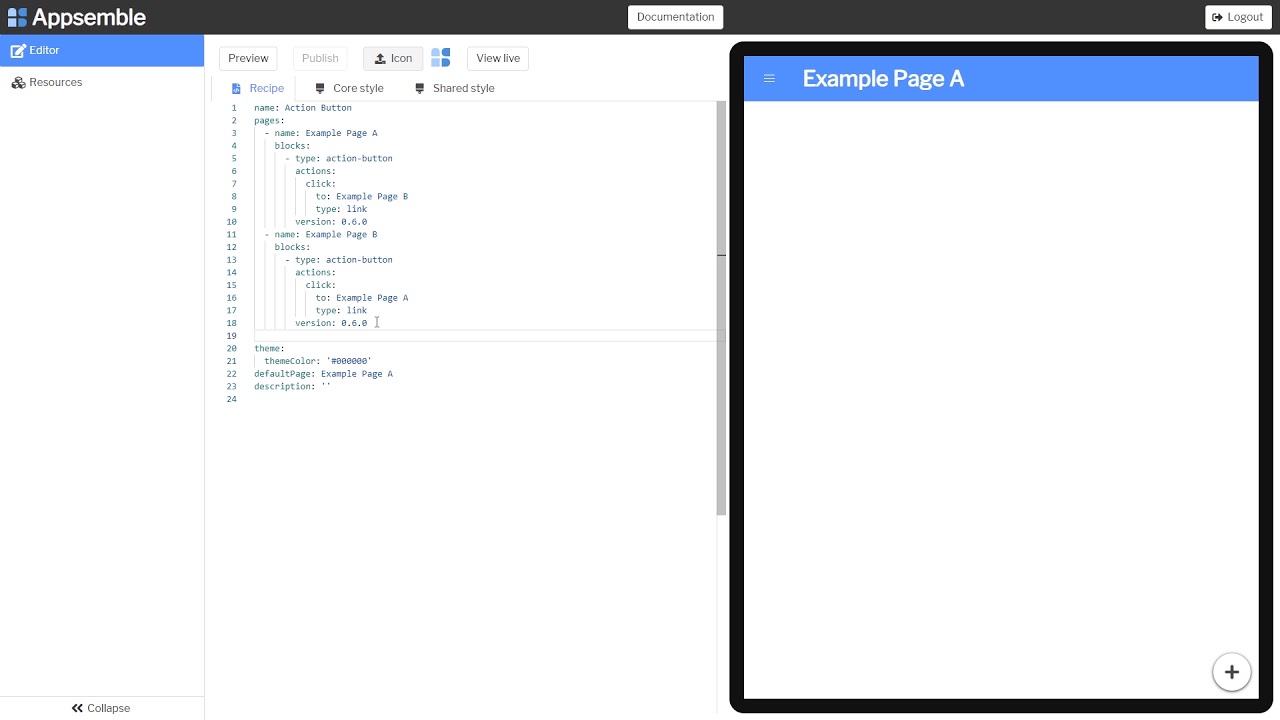Action button - Appsemble
