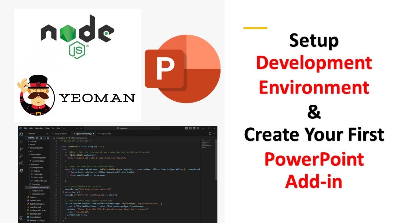 How To Create Your First PowerPoint Add-in using Node.js and Yeoman Generator - Lesson 54