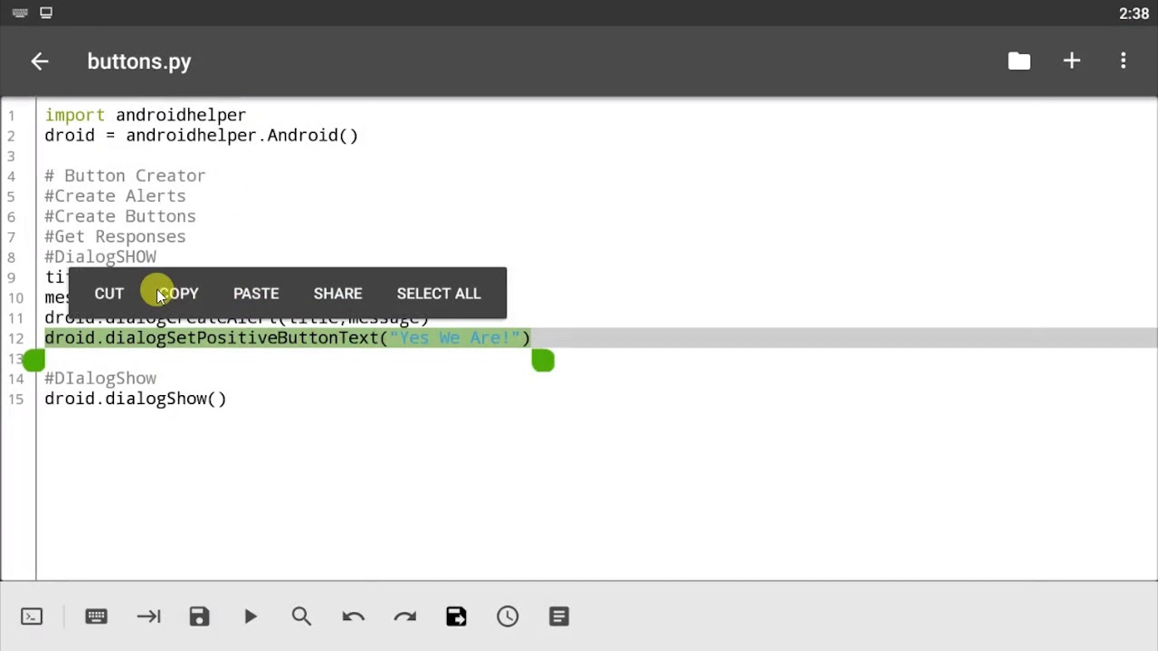 Qpython Tutorial 46 - Creating Buttons In Python GUI