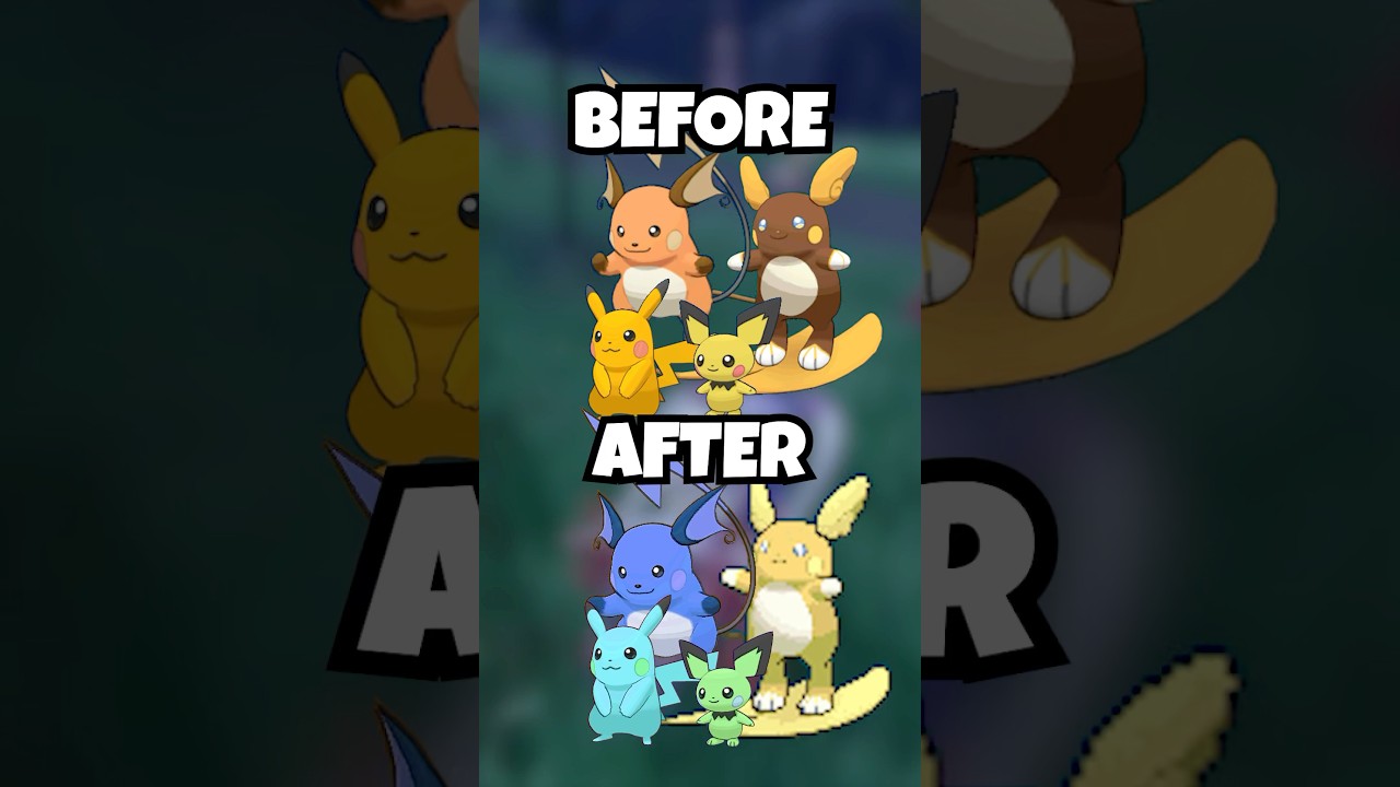 I’m Redesigning Every Shiny Pokemon #pokemon #shinypokemon #pikachu #raichu #pichu