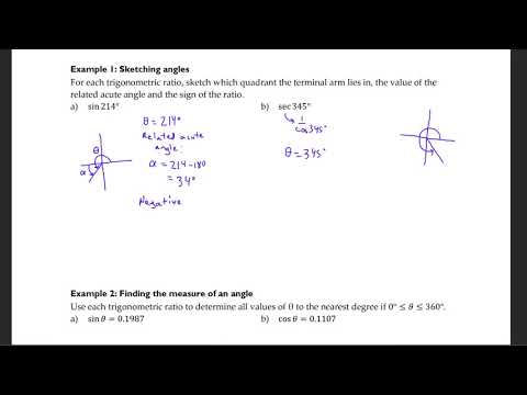 5.4 - Evaluating Trigonometric Ratios for Any Angle Between 0 and 360