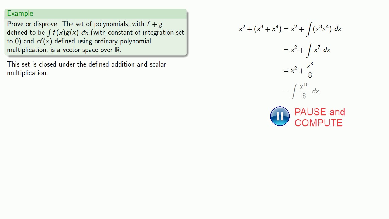 Problem Solution:  Vector Spaces