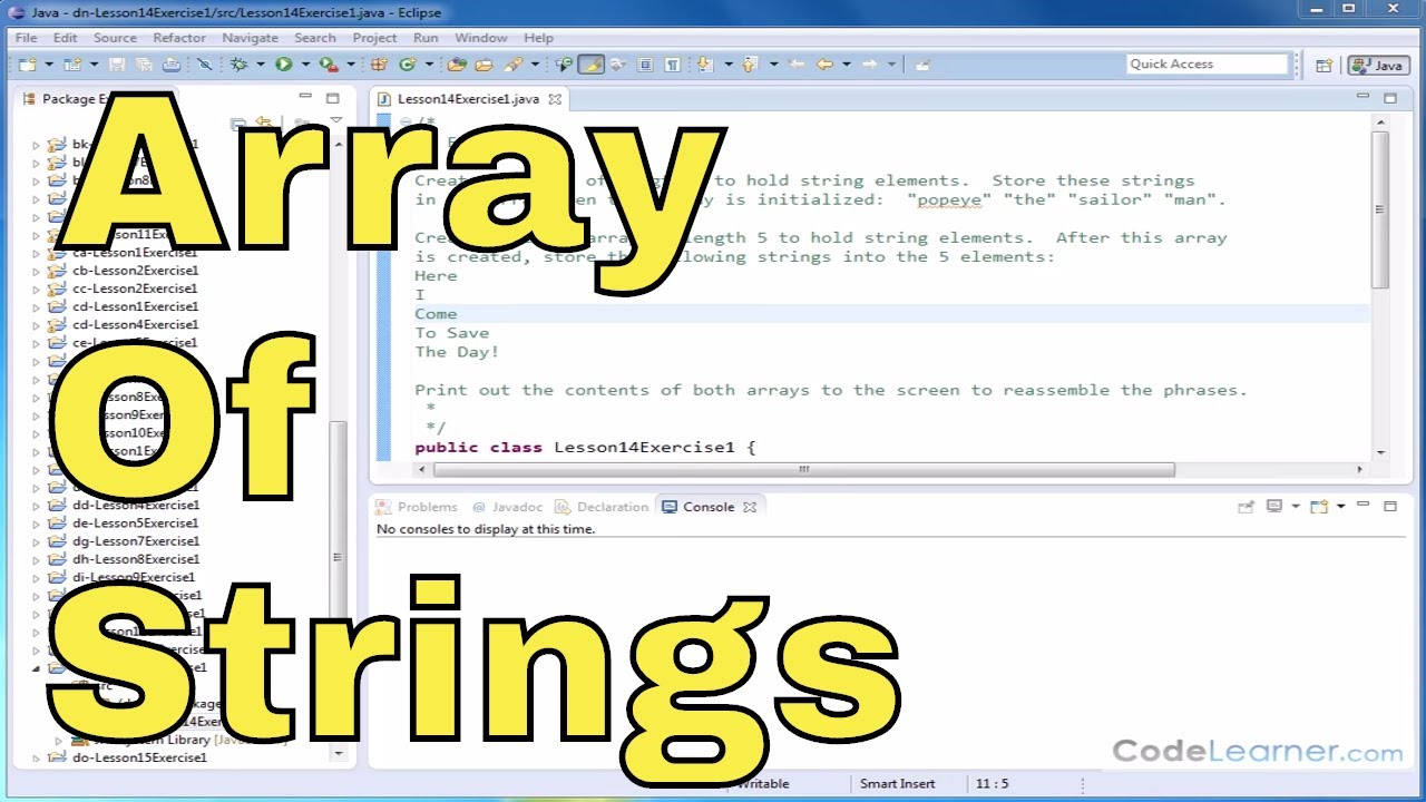 Learn Java - Exercise 14x - Using Arrays of Strings in Java