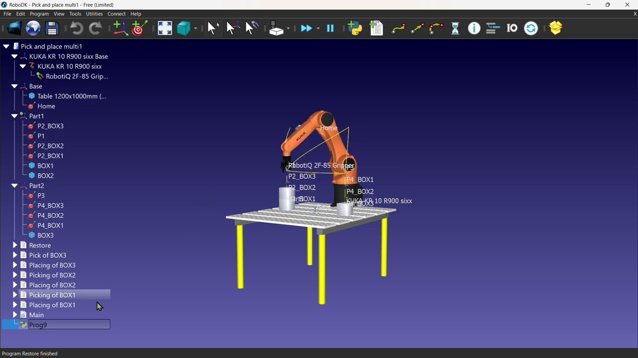 RoboDK python programming : Multiparts pick and place using python programming