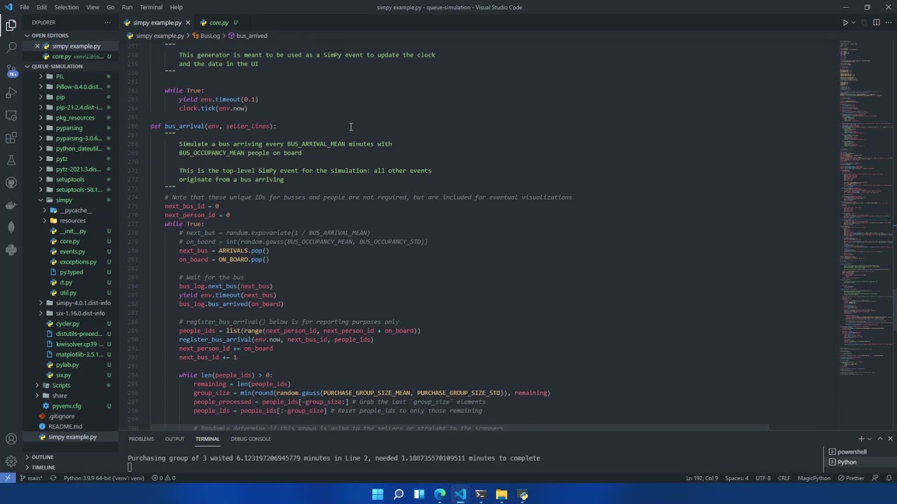 Python Queue Simulation using SimPy