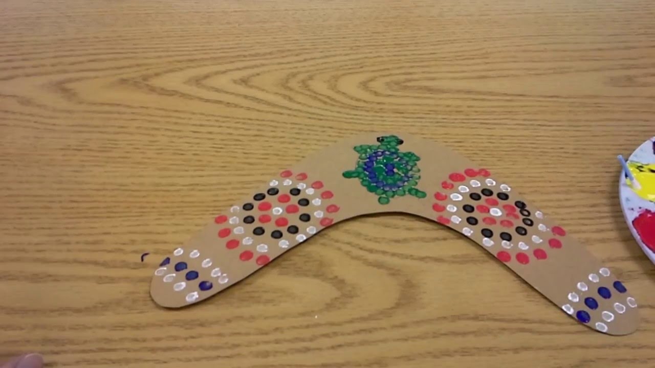 Aboriginal Inspired Dot Painting: Boomerangs