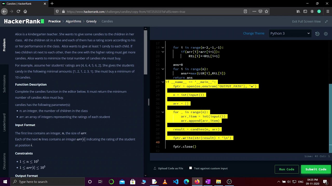 Candies | HackerRank [Medium Level]