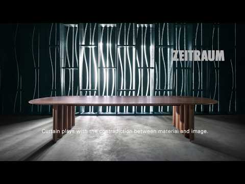 Läufer & Keichel design table with ribbon-like legs for Zeitraum