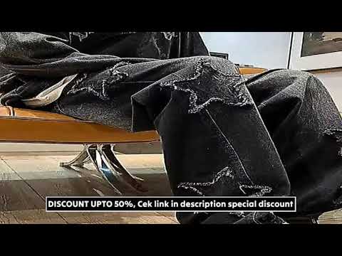 Stars Patchwork Men Jeans New Fashion Y2K Tassel Pants Korea Clothes Straight Hip Hop Spli