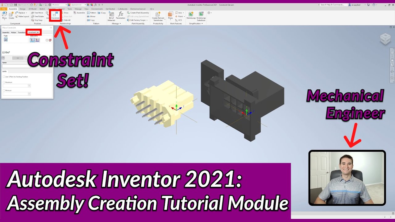 Constraint Set - Autodesk Inventor Assembly Tutorial | Autodesk Inventor 2021 IN DEPTH
