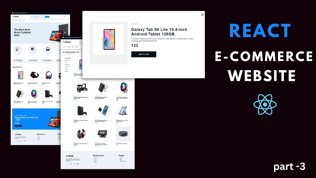 Create a E-commerce website using React JS part 3 | complete ecommerce website using react