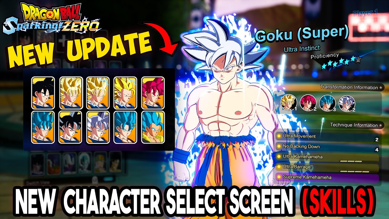NEW All Character Select Screen & Skill Count UPDATES - Dragon Ball Sparking Zero (4K 60FPS)