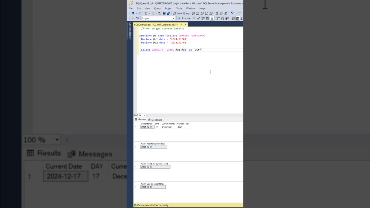 SQL Server DATEDIFF() Function tutorial #SQL Server tutorial#