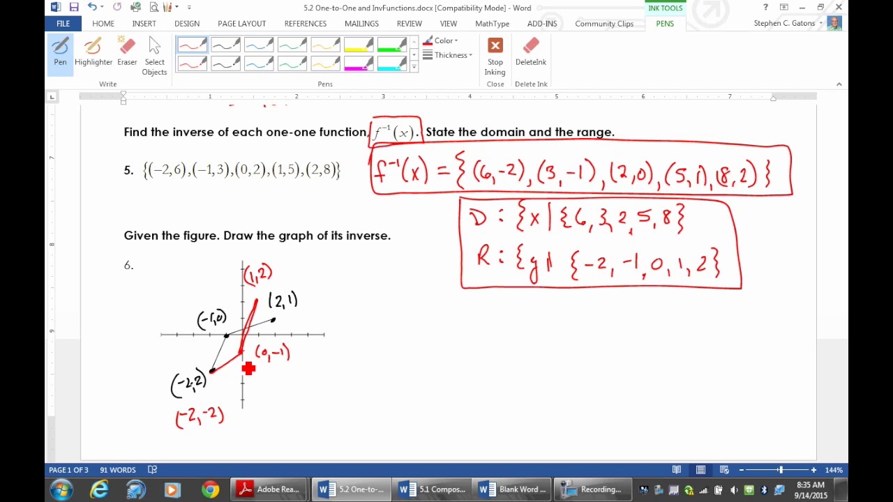 5.2.1 One-to-One &Inverse functions