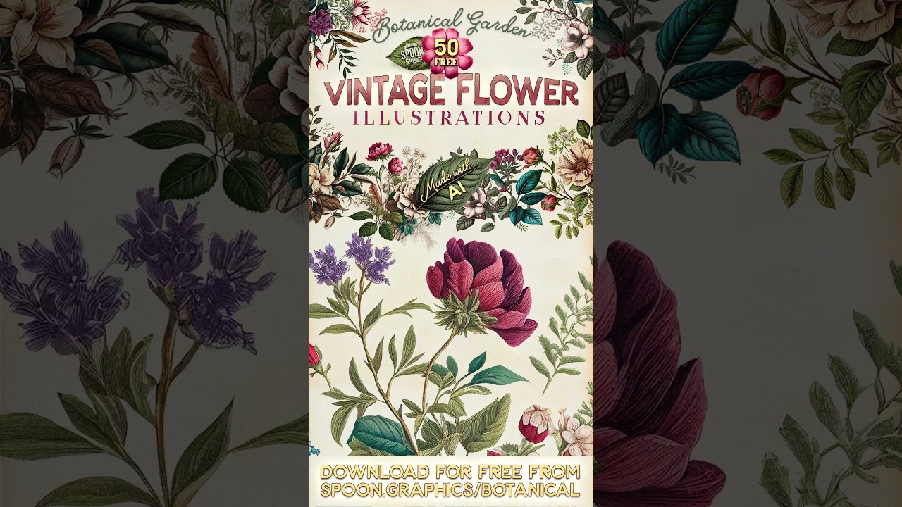 FREE Download! 50 Vintage Flower Illustrations 💐