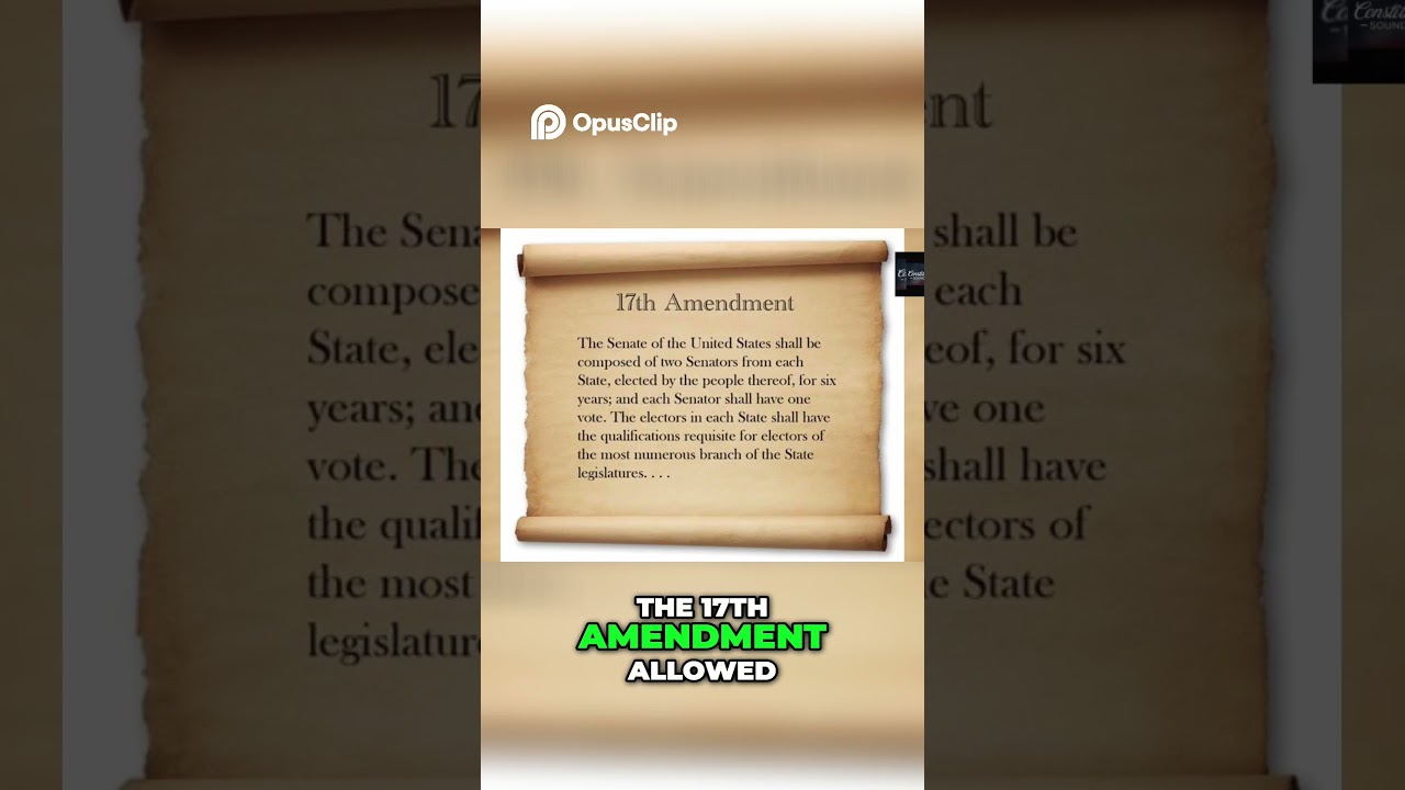 17th Amendment  Did Direct Election of Senators Break American Federalism