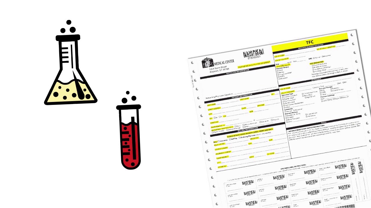 Bar code label lab/requisition forms