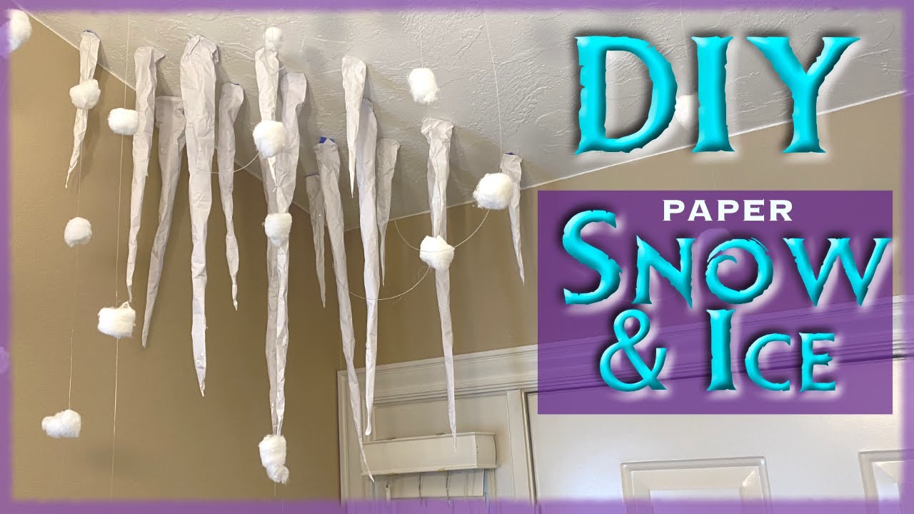How to make Paper ICICLES and Cotton Ball Snow DECORATIONS