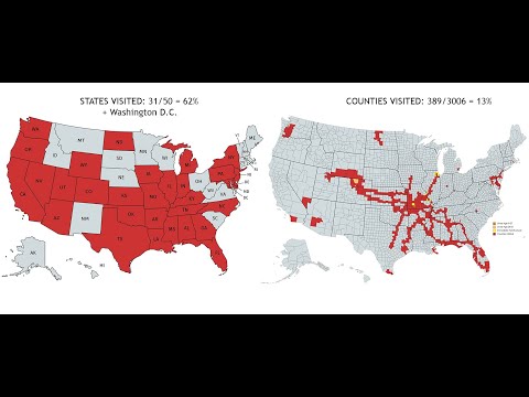 State Map VS County Map - 31yrs of travel.
