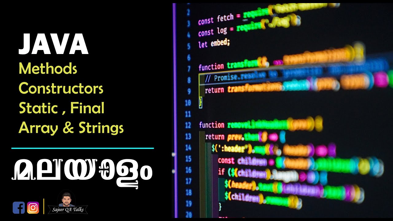Java Programming Malayalam| Methods| Constructors |  Java  for Selenium | Automation Testing-Java