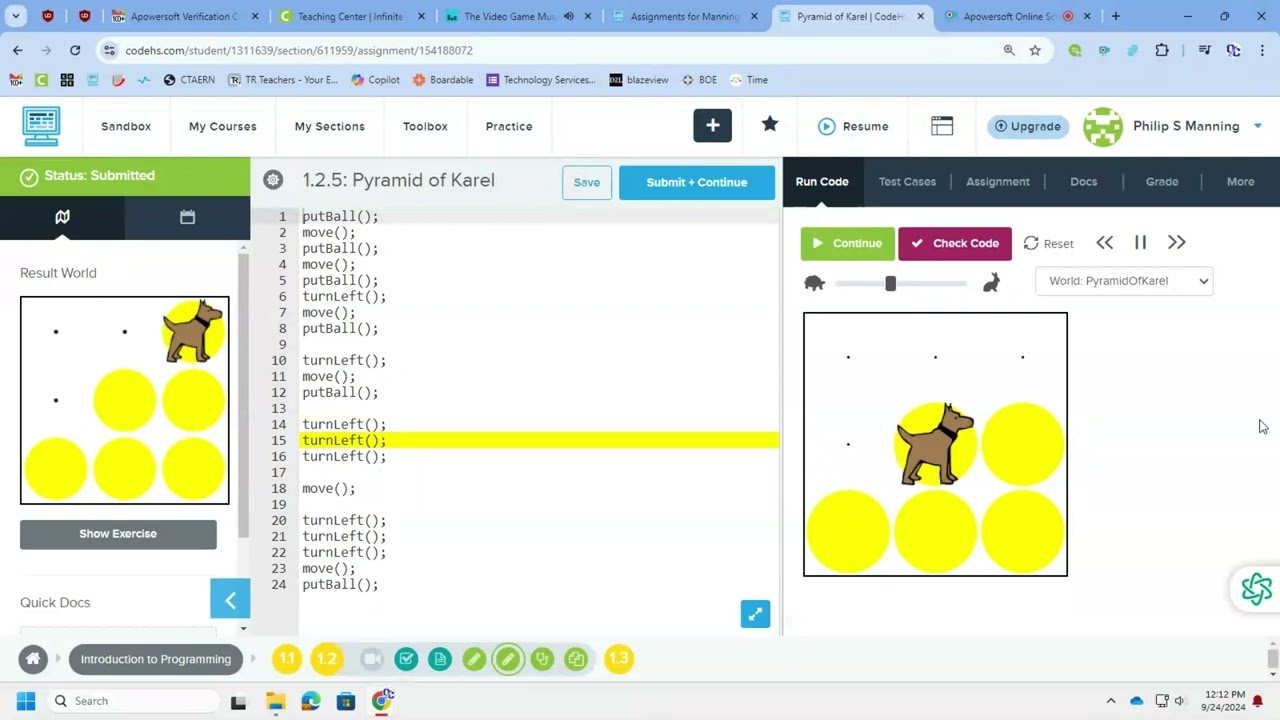 CodeHS 24-25 Programming with Karel Unit 1 Solutions