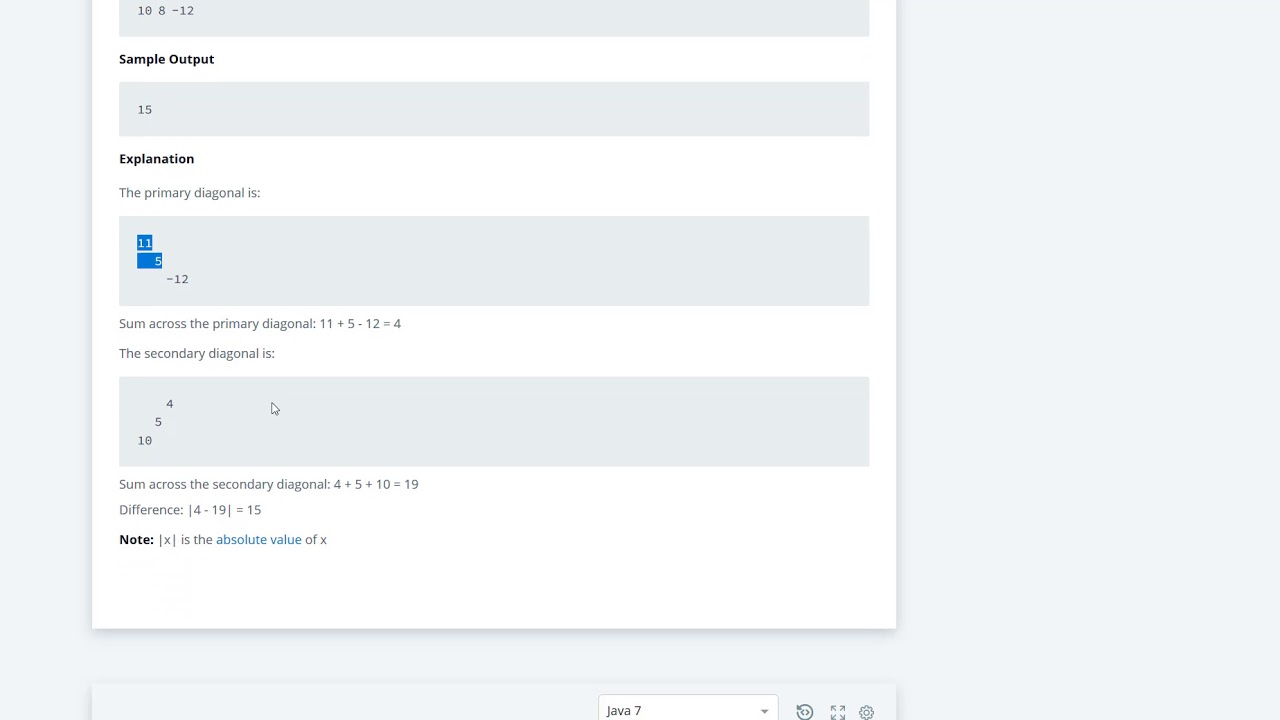 Hackerrank Solution - Diagonal Difference || Warmup||  java||  hackerrank solutions