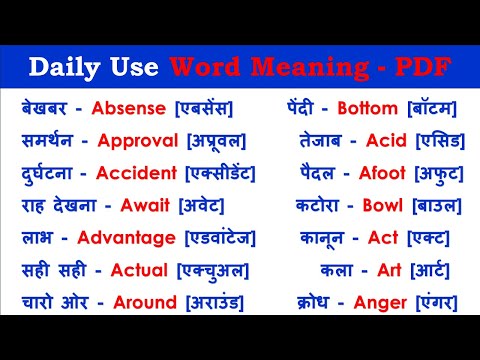 Word Meaning Dictionary || Vocabulary & Fluency || Daily Use English Words