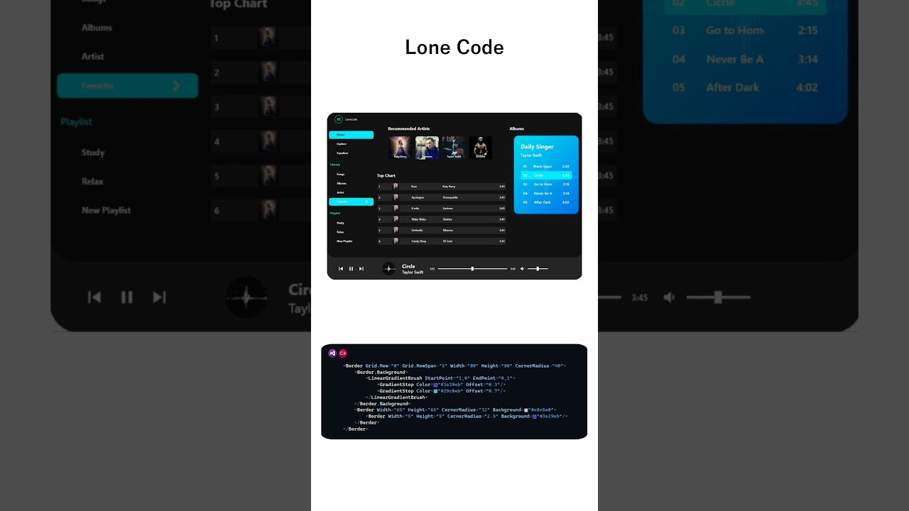 Beautiful Modern Media Player C# WPF  #wpf  #design   #csharp   #uidesign  #slide  #shorts
