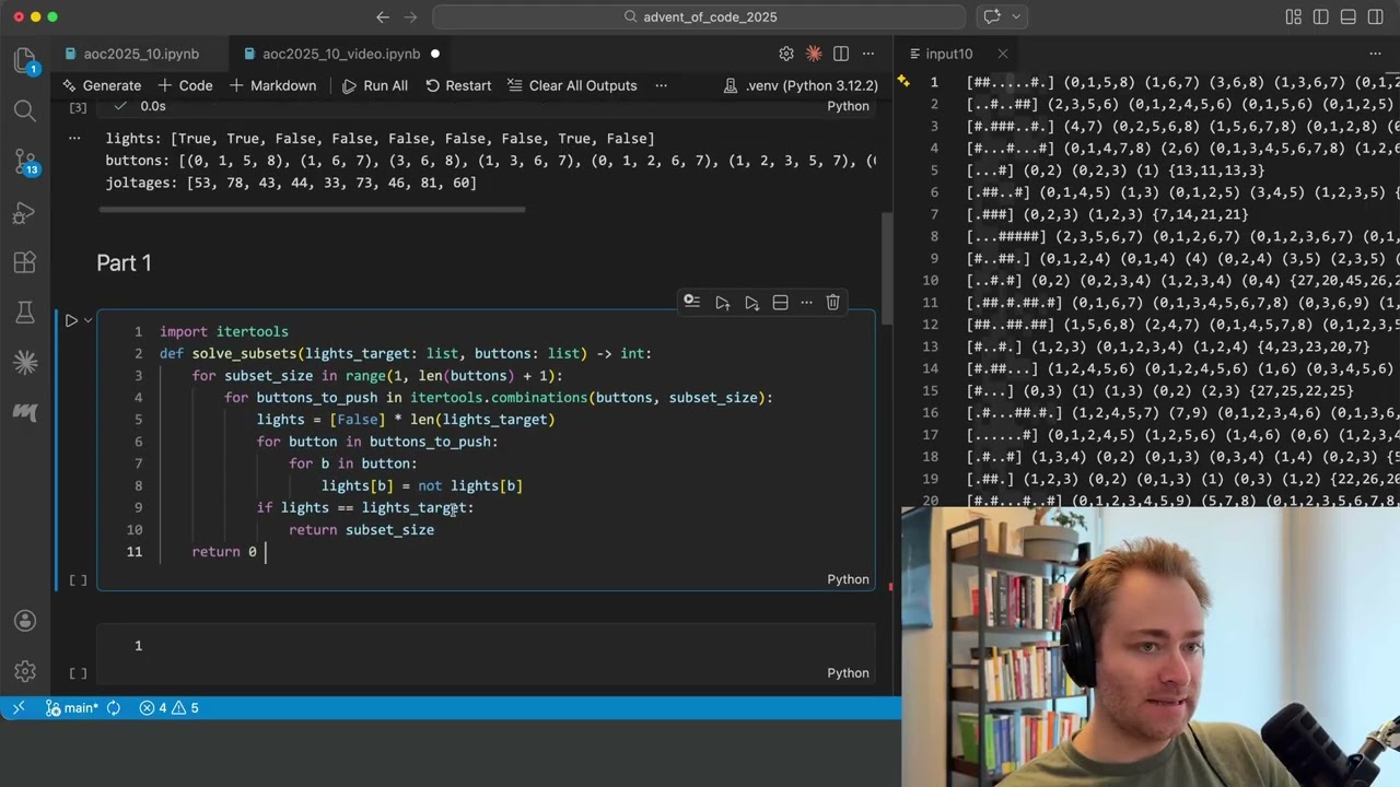Advent of Code 2025 Day 10: Optimization [Python]