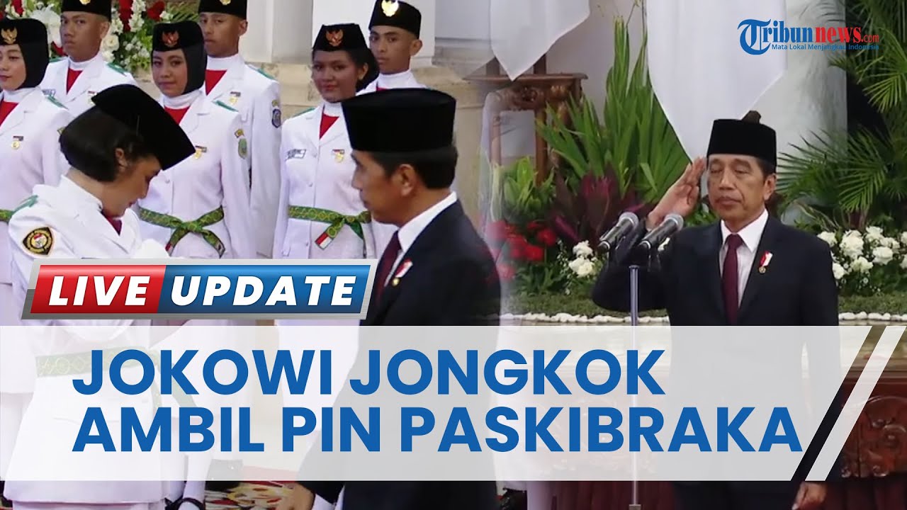 Momen Presiden Jokowi Rela Jongkok Ambil Pin Paskibraka Putri saat ...