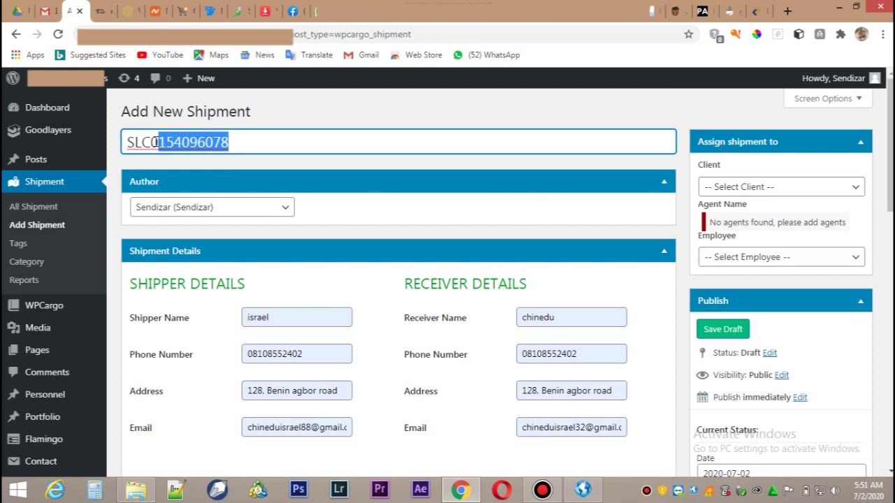 How to create tracking code on wpcargo WordPress plugin